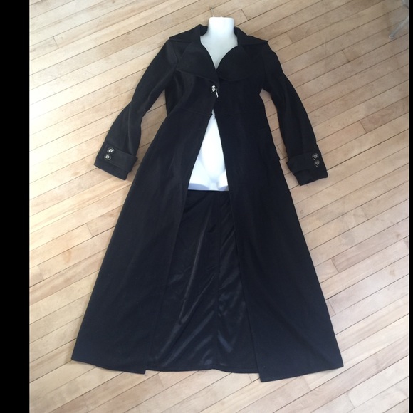 Vintage | Jackets & Coats | Maxilong Duster Black Full Length Flowy ...
